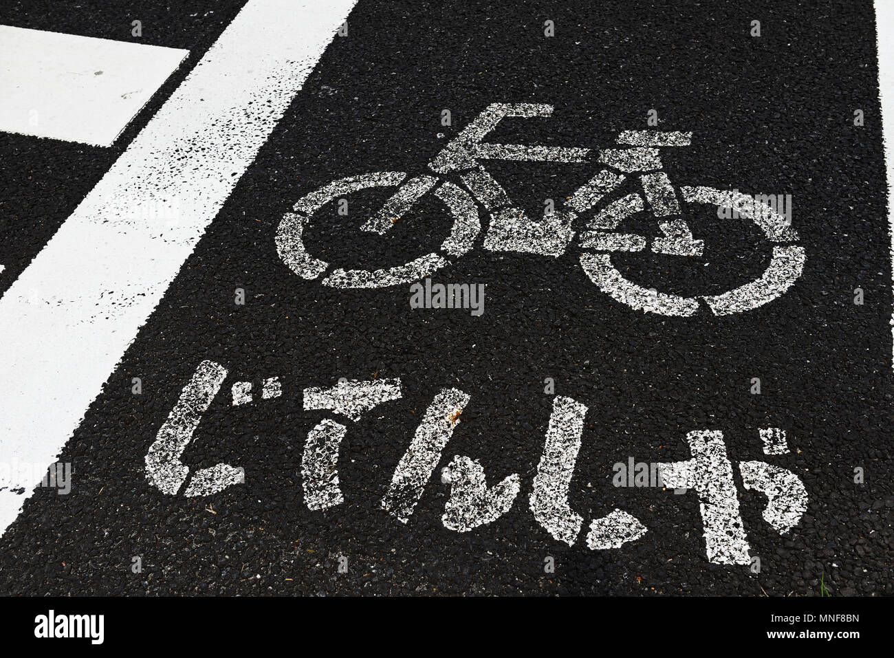 Cycle path marking, Tokyo, Japan Stock Photo - Alamy