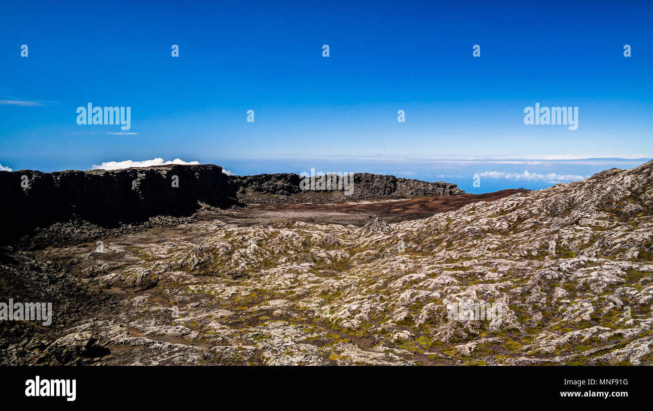 Panorama inside caldera of Pico volcano in Azores, Portugal Stock Photo ...