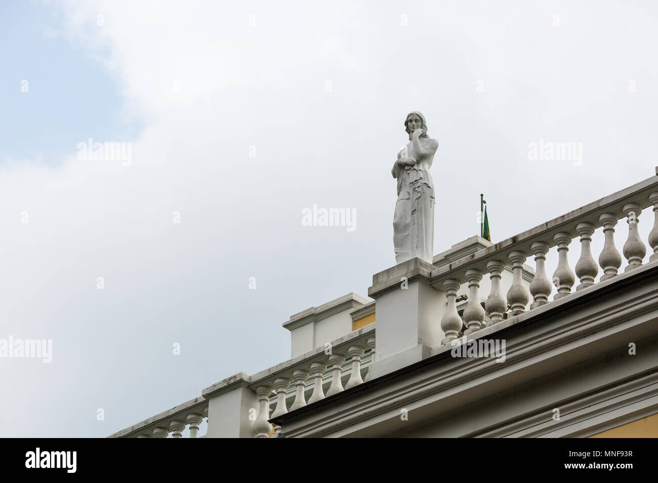 Gomel, Belarus - JULY 09 2015: Statue on the palace of Rumyantsev ...