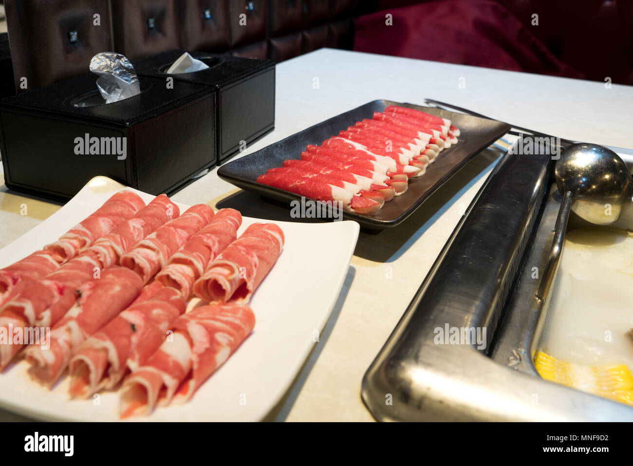 the meat and lamp slide for Chinese shabu style, yummy Stock Photo - Alamy