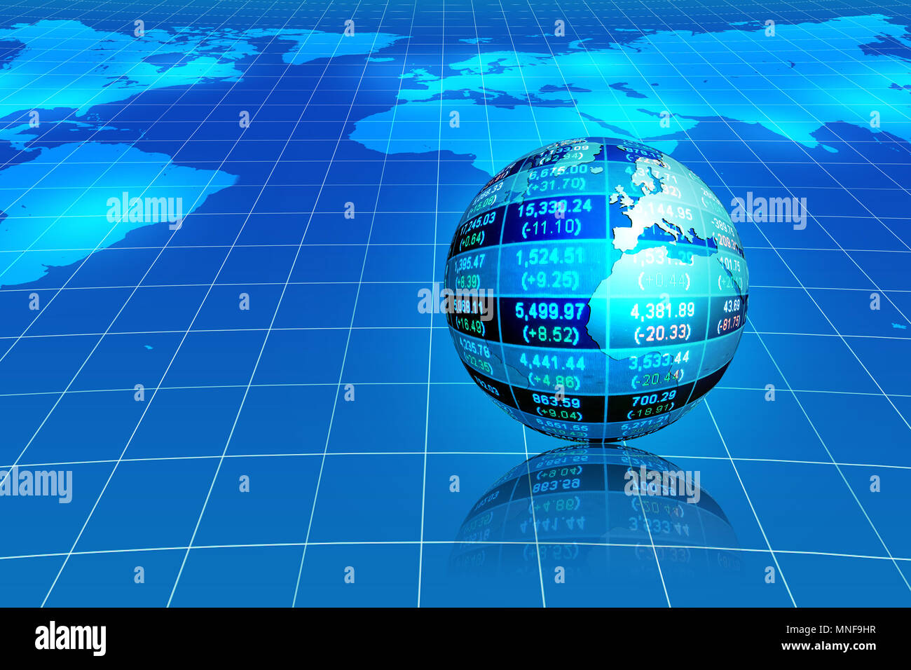 Illustration of global business world on strategic world economic map ...