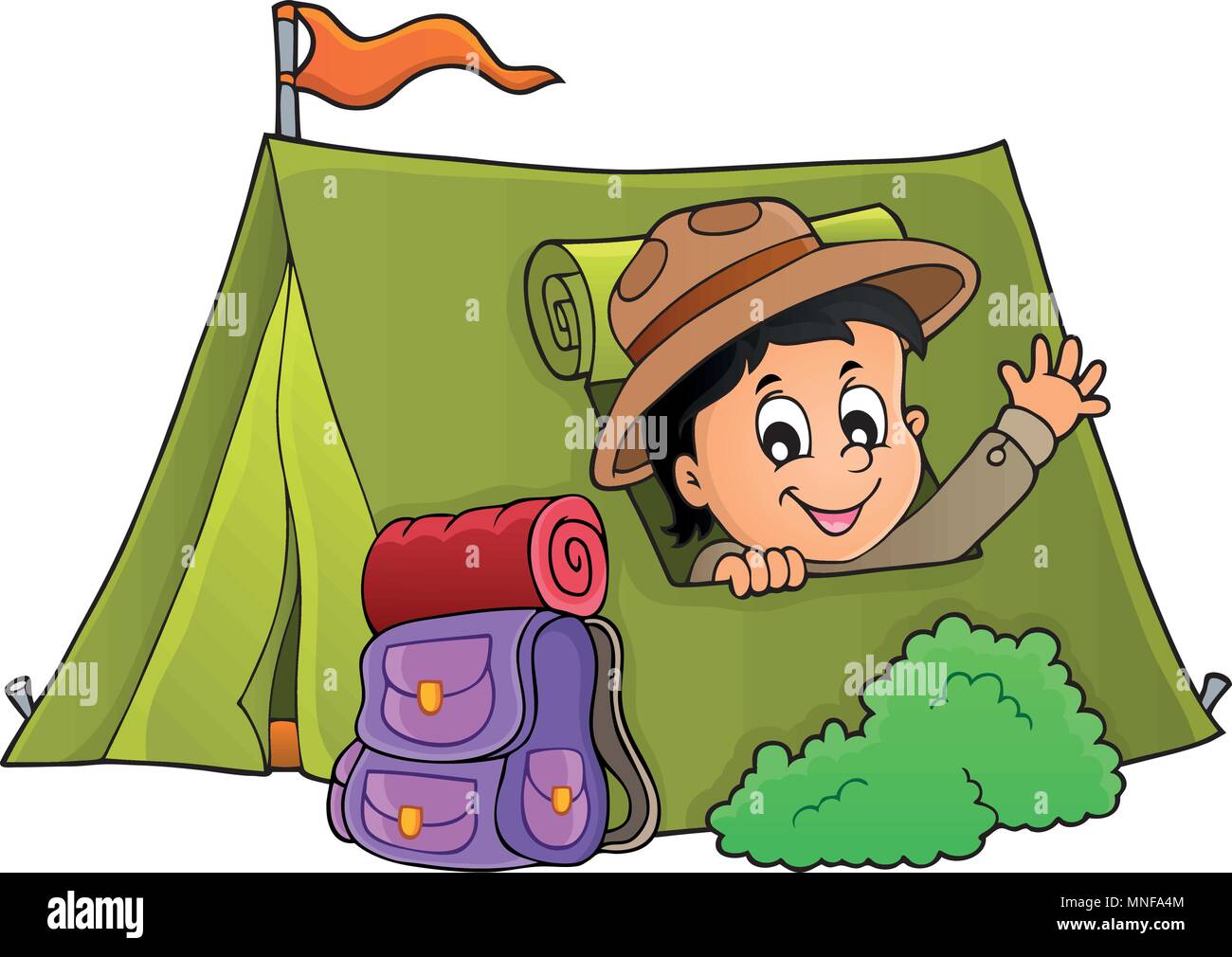 Scout in tent theme image 1 - eps10 vector illustration Stock Vector ...