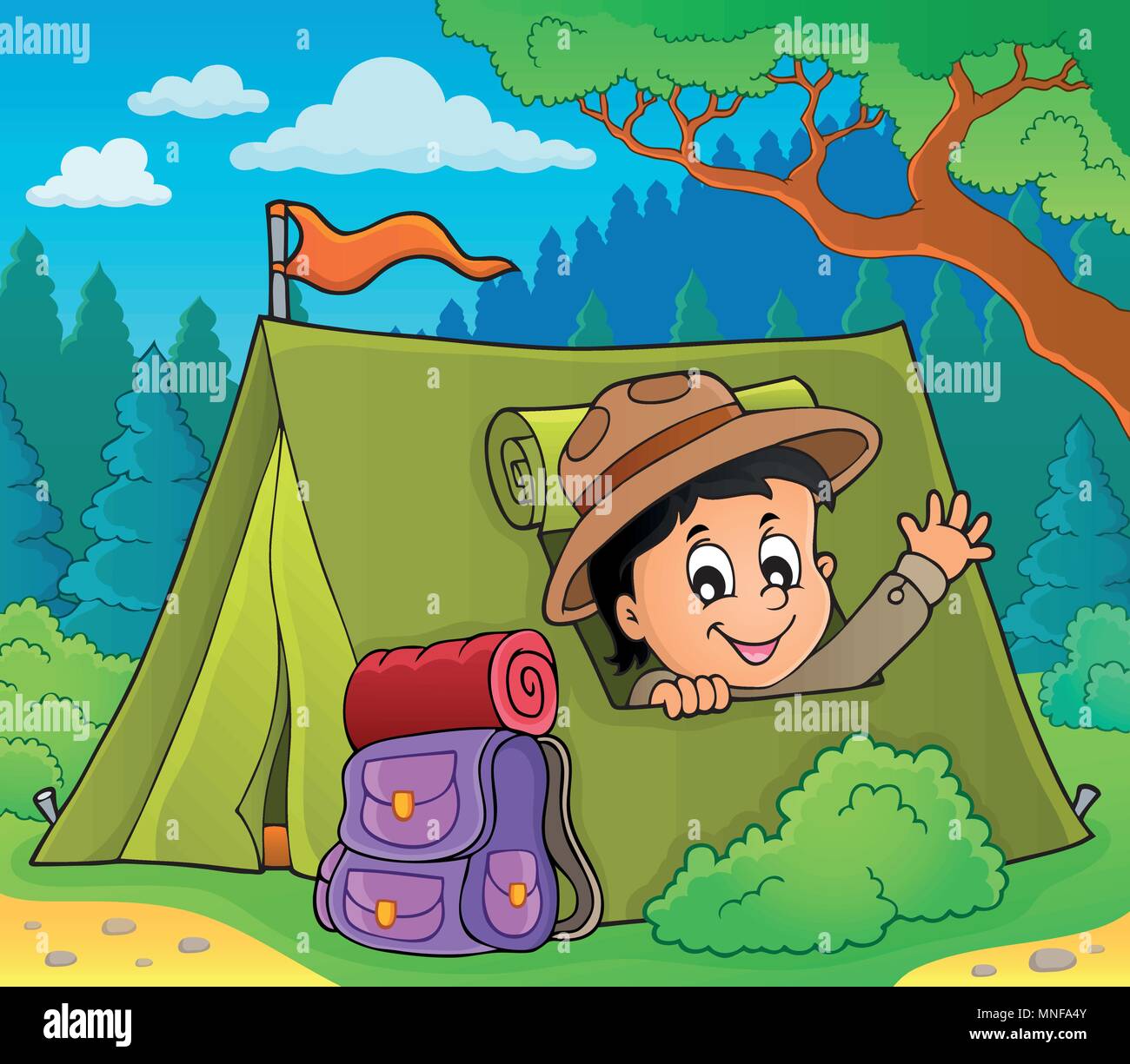 Scout in tent theme image 3 - eps10 vector illustration Stock Vector ...
