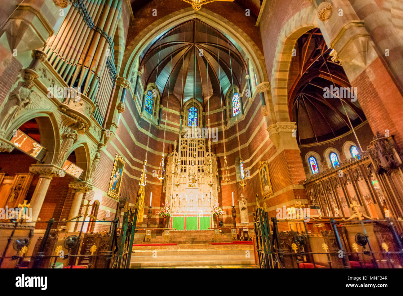 Boston, Massachusetts, USA - September 12, 2016: Closeup of main altar ...