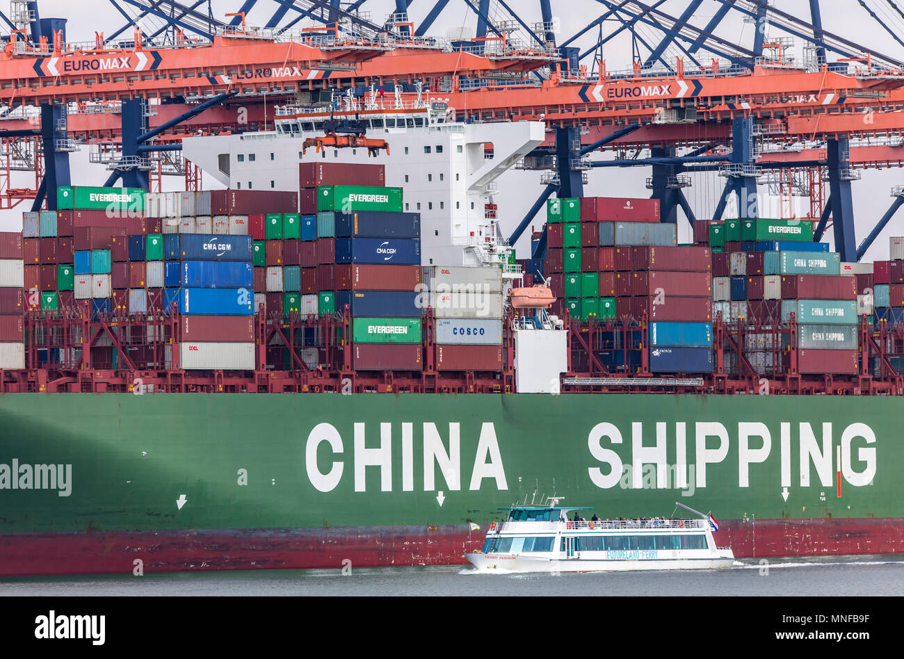 The seaport of Rotterdam, Netherlands, Maasvlakte 2 deep sea port, on ...