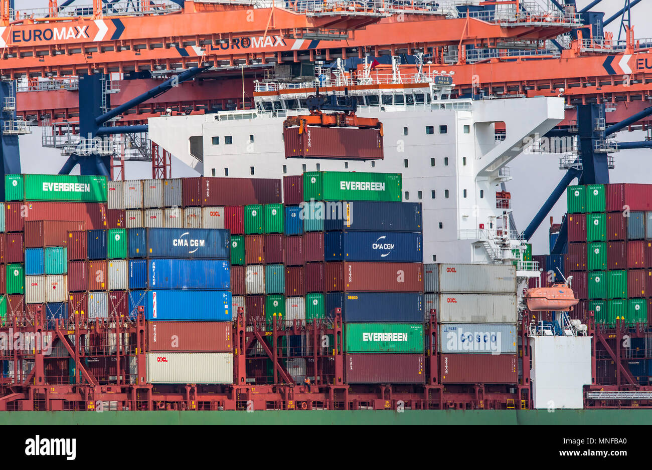 The seaport of Rotterdam, Netherlands, Maasvlakte 2 deep sea port, on ...