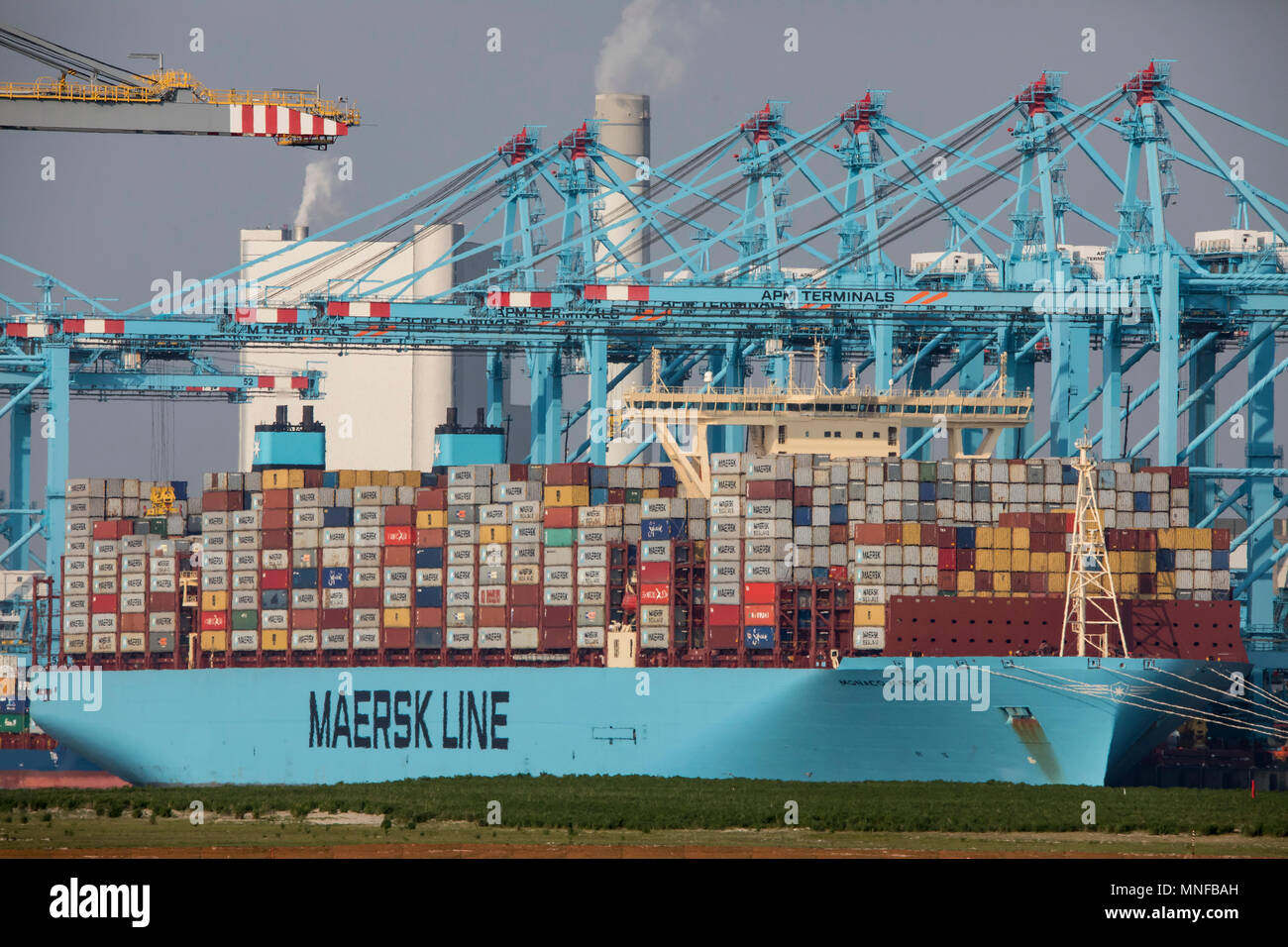 The seaport of Rotterdam, Netherlands, deep-sea port Maasvlakte 2, on ...