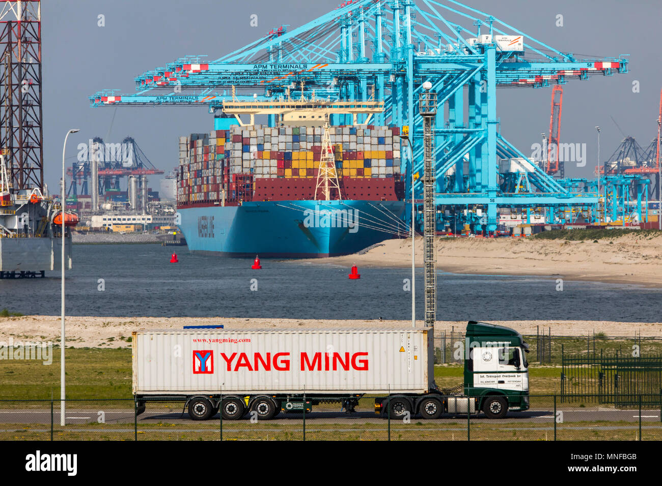 The seaport of Rotterdam, Netherlands, deep sea port Maasvlakte 2, on ...