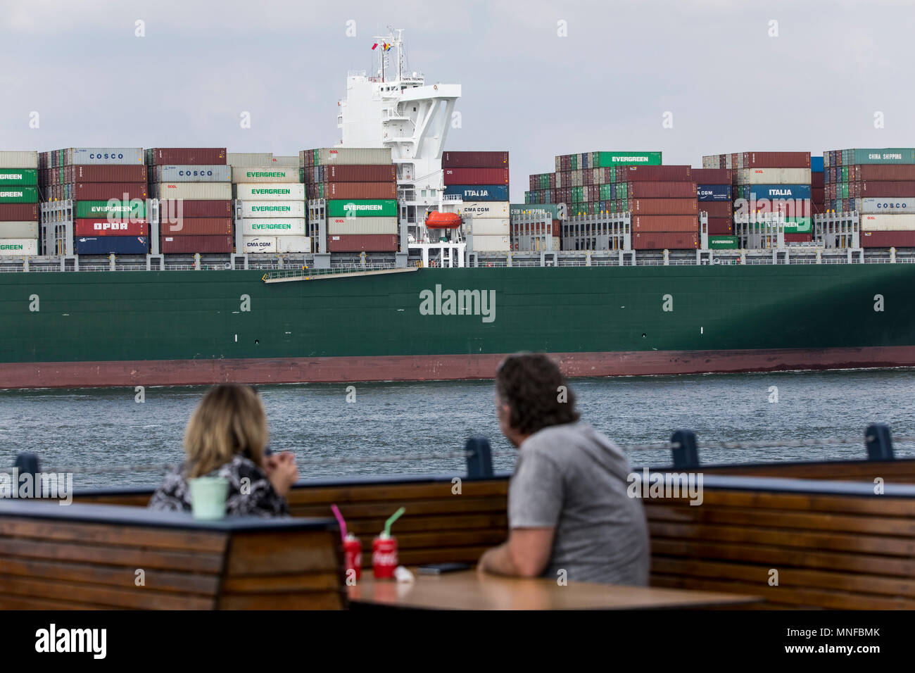 Container ship Tampa Triumph, enters the seaport of Rotterdam ...