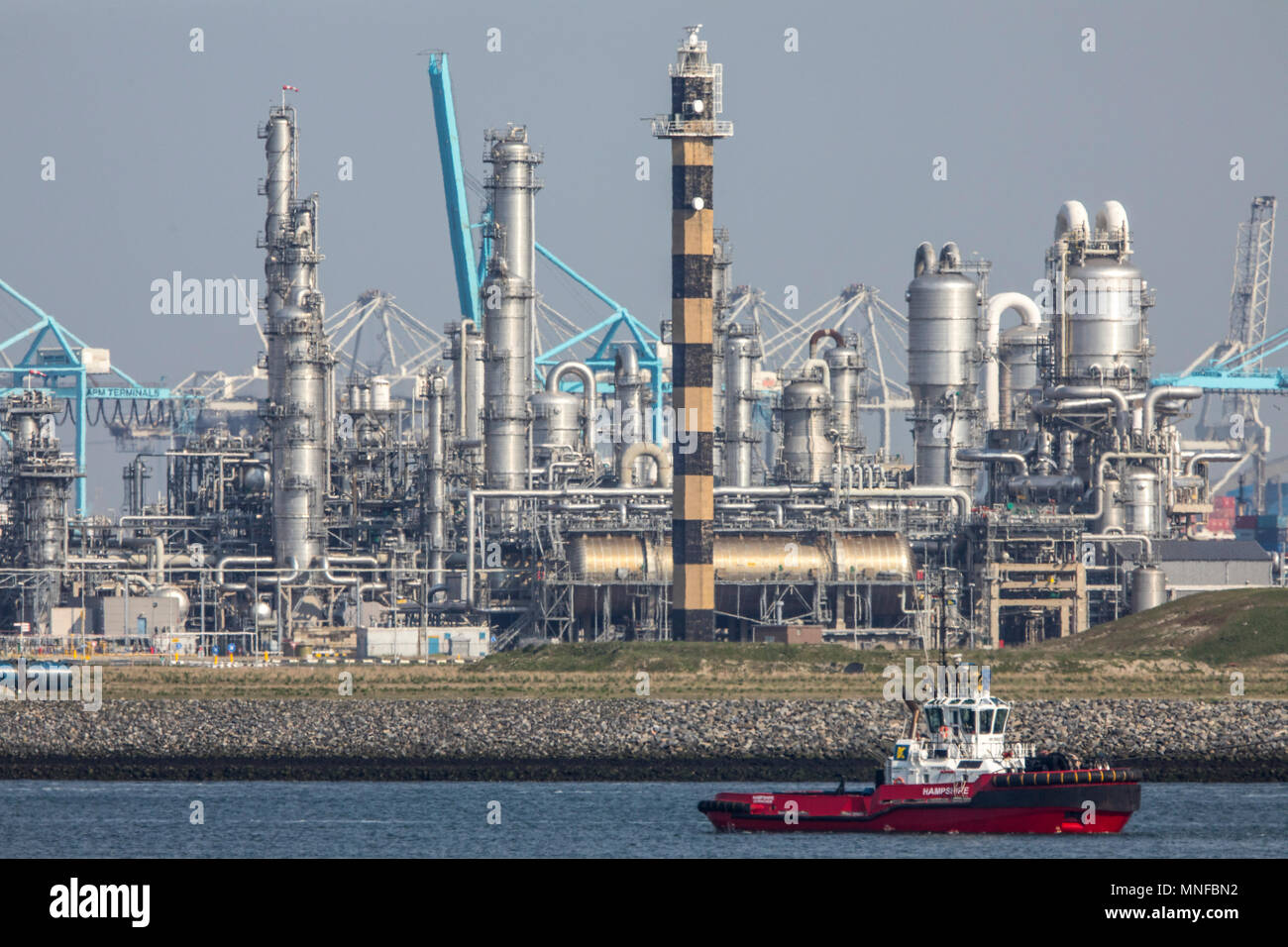 The seaport of Rotterdam, Netherlands, Maasvlakte 2 deep sea port, on ...