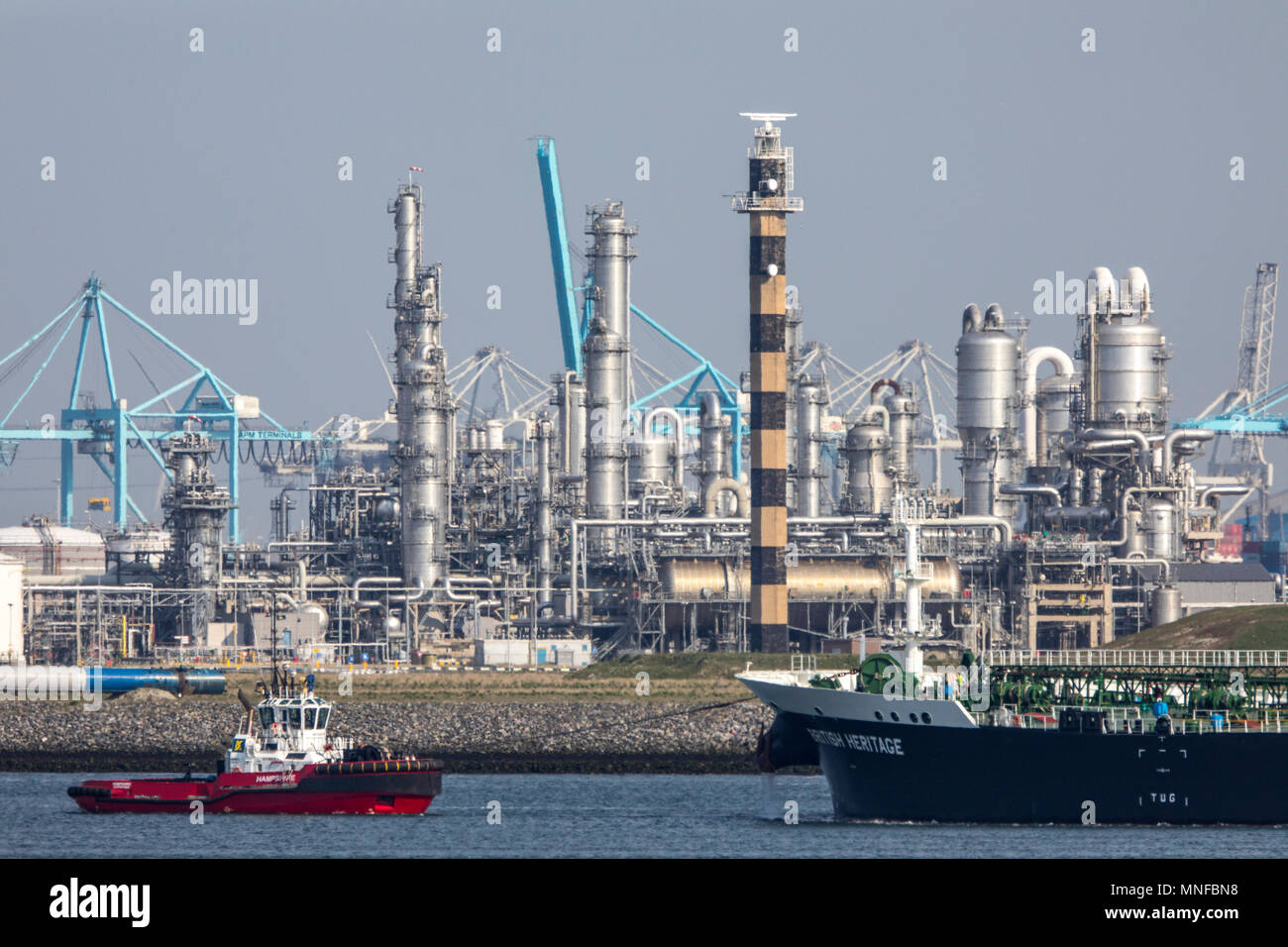 The seaport of Rotterdam, Netherlands, Maasvlakte 2 deep sea port, on ...