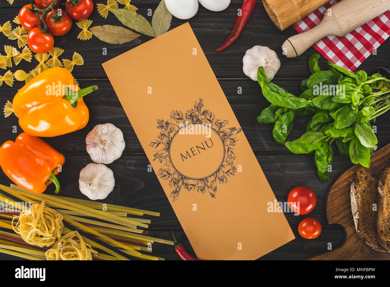 restaurant menu and ingredients Stock Photo - Alamy