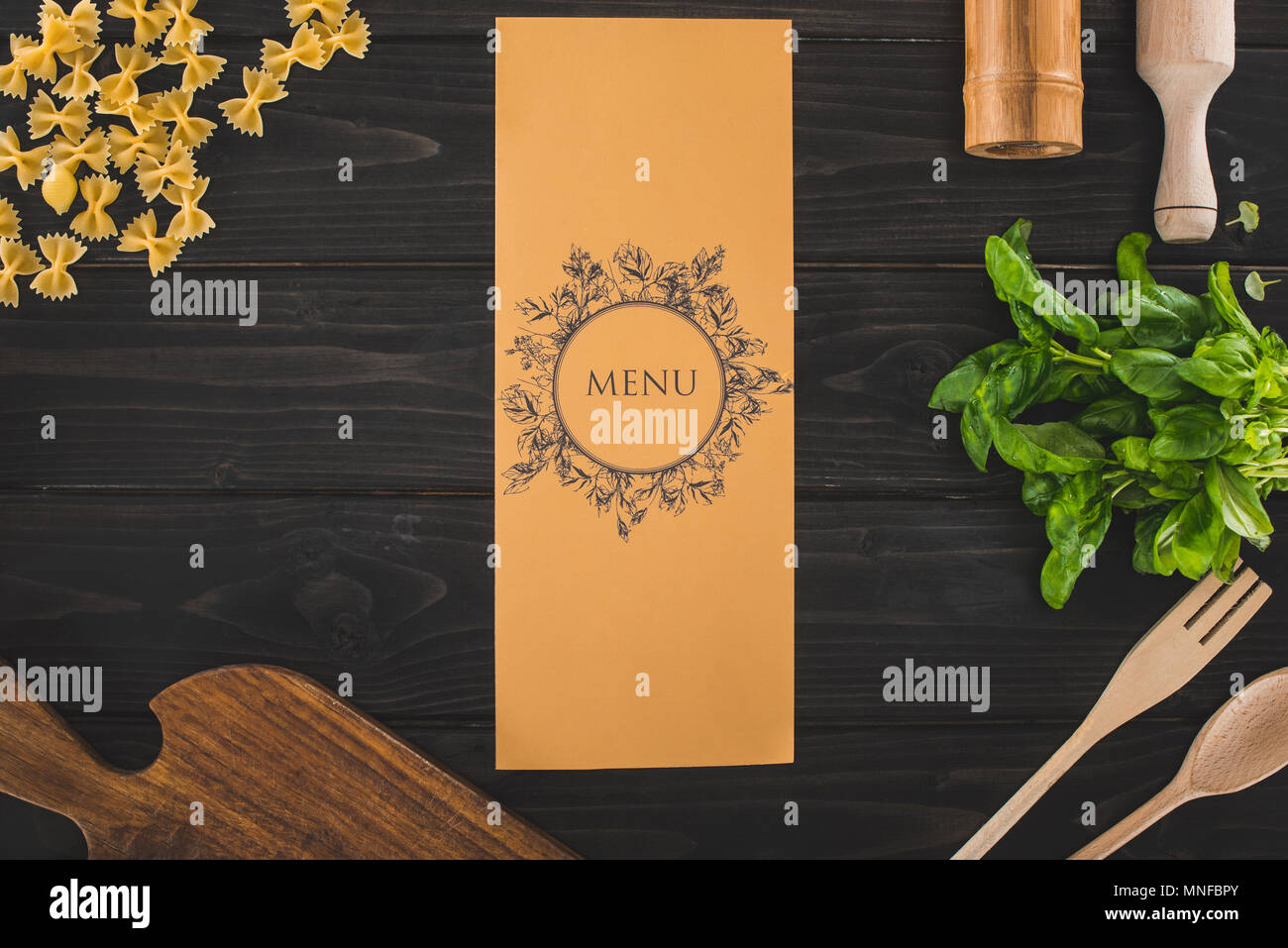 restaurant menu and ingredients Stock Photo - Alamy