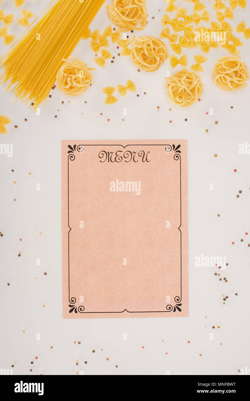 blank menu and pasta Stock Photo - Alamy