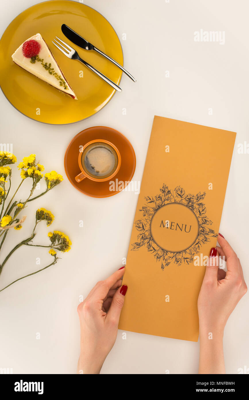 menu in hands Stock Photo - Alamy
