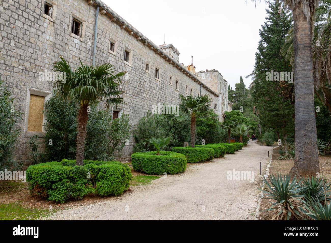 External walls of the former Benedictine monastery on Lokrum Island, in ...