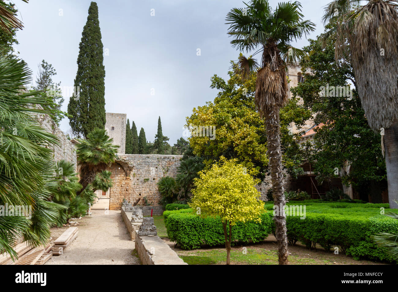 Gardens within the old benedictine monastery on Lokrum Island, in the ...