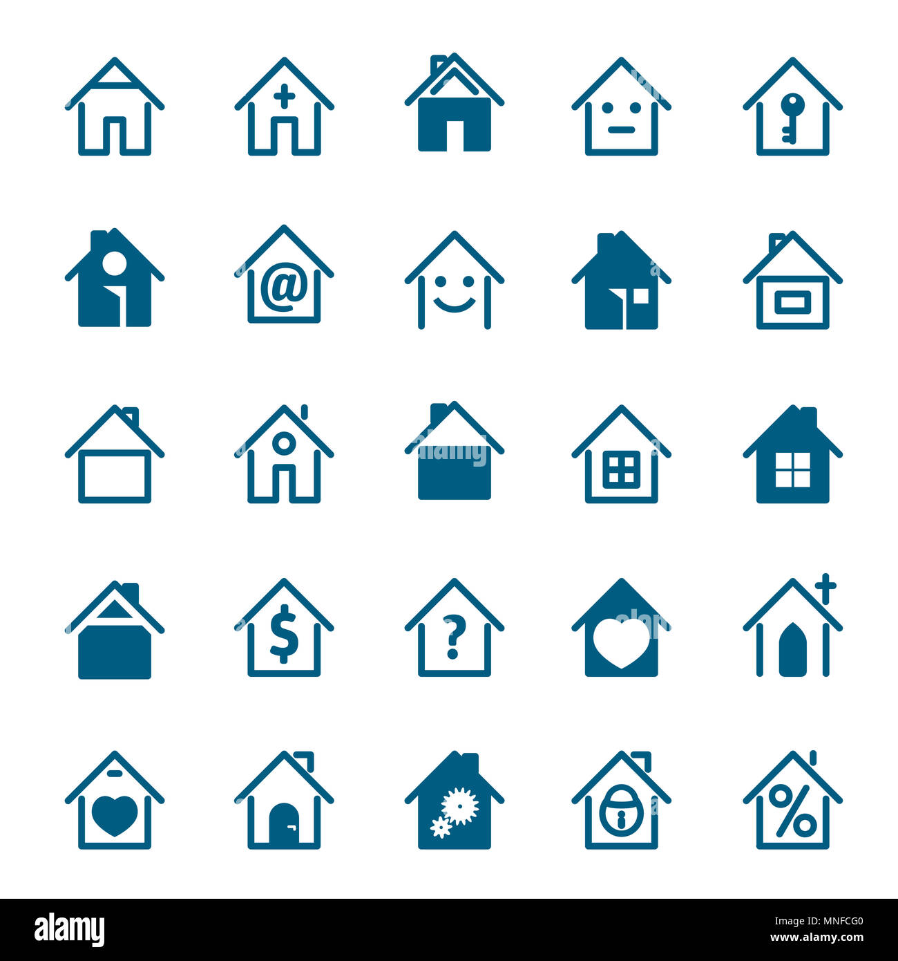 Set of blue house and home icon. Vector Illustration Stock Photo - Alamy