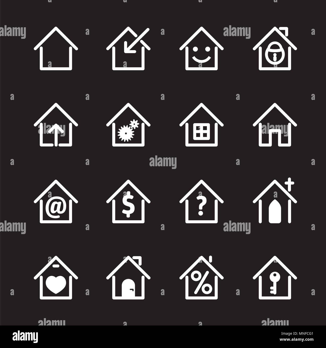 Set of white house and home icon. Vector Illustration Stock Photo - Alamy