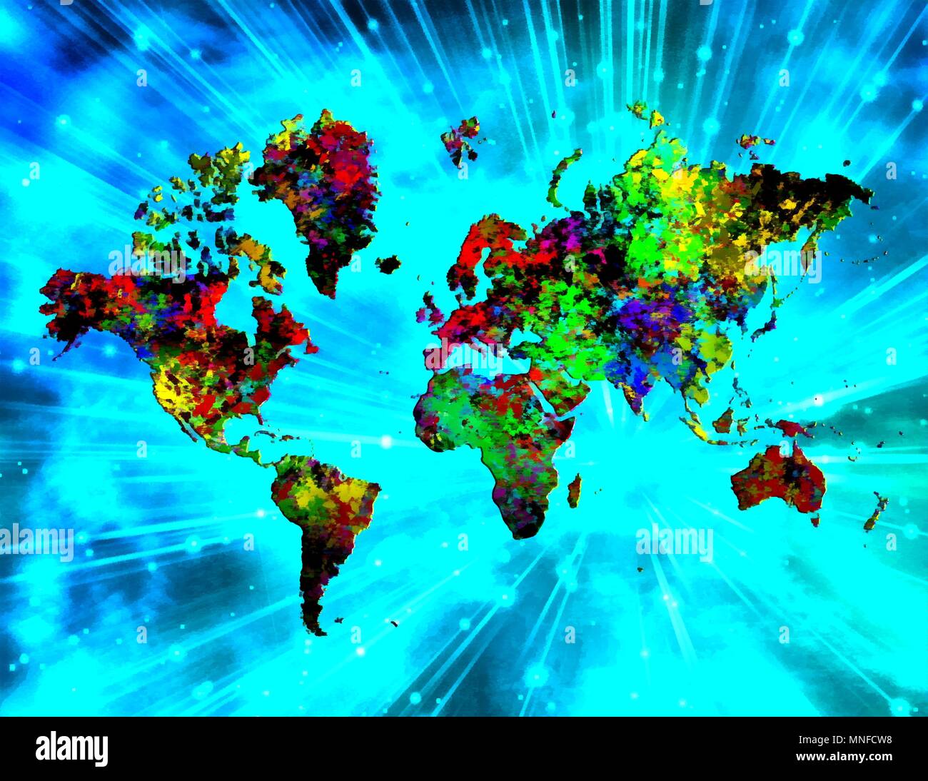 Surreal painting. Colorful world's map Stock Photo - Alamy