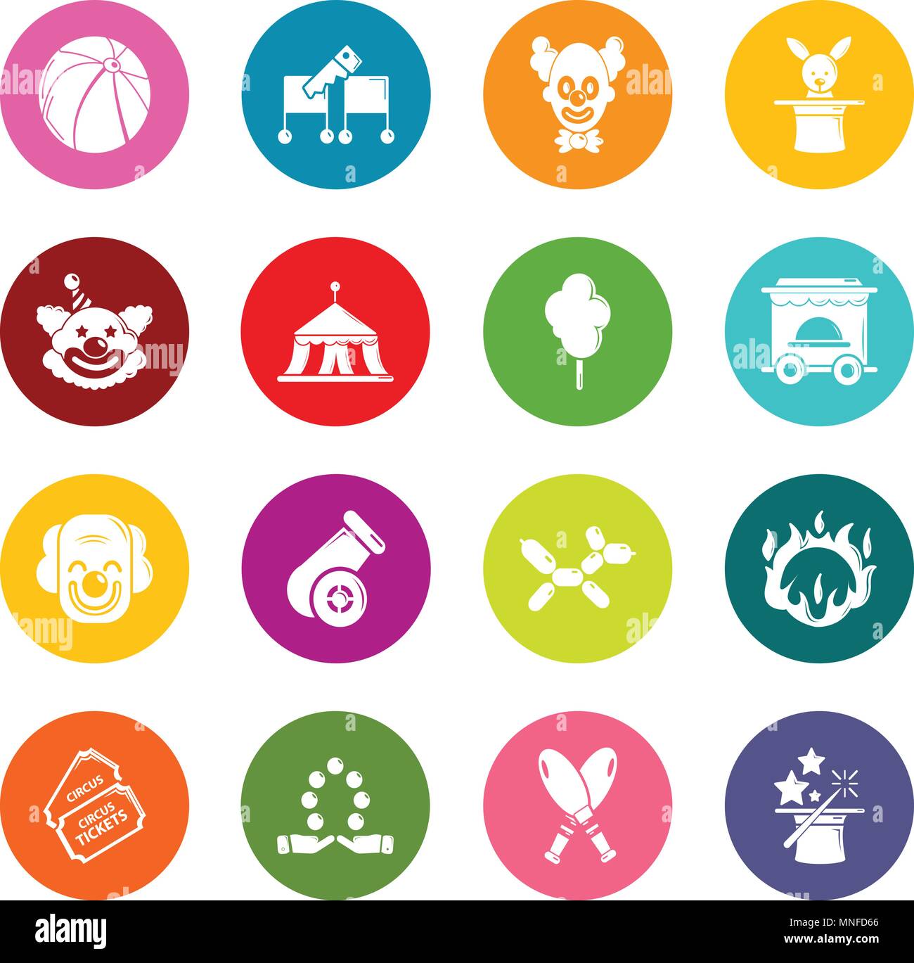 Circus icons set colorful circles vector Stock Vector Image & Art - Alamy