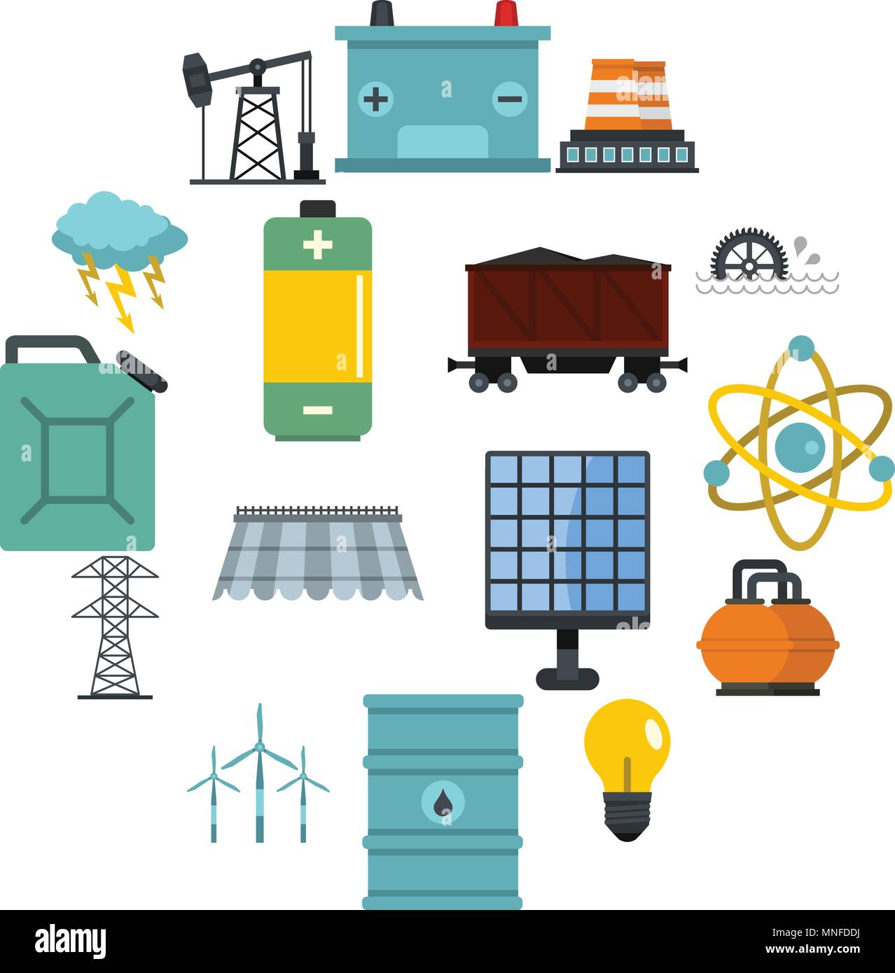Energy sources items icons set in flat style Stock Vector Image & Art ...