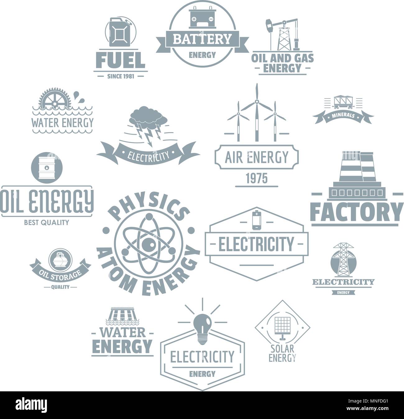Energy sources logo icons set, simple style Stock Vector Image & Art ...
