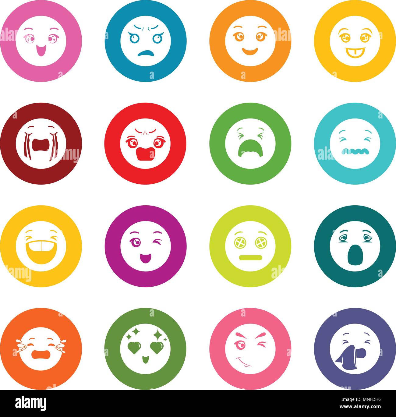 Smiles icons set colorful circles vector Stock Vector Image & Art - Alamy