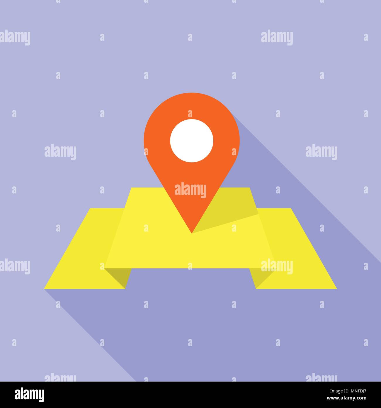 Red pin on yellow map icon, flat style Stock Vector Image & Art - Alamy