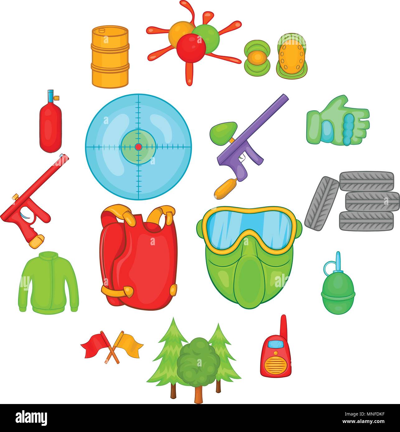 Paintball icons set, cartoon style Stock Vector Image & Art - Alamy