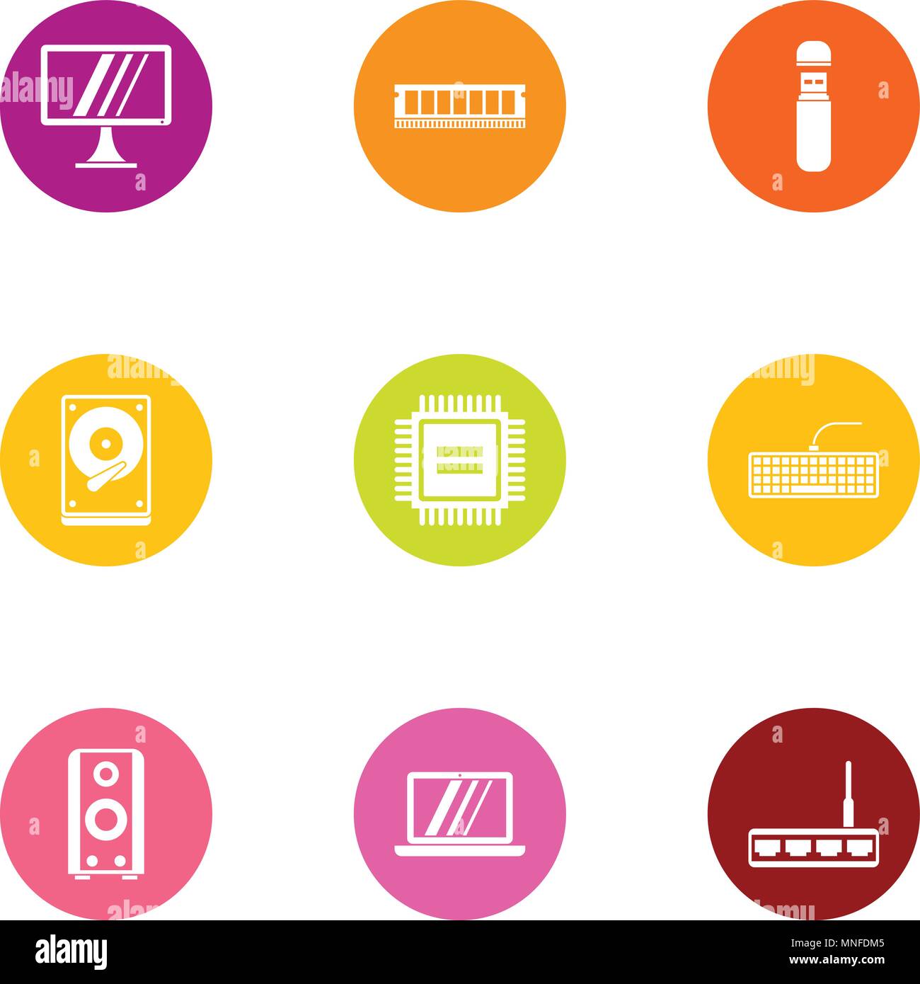 Technical monitor icons set, flat style Stock Vector Image & Art - Alamy