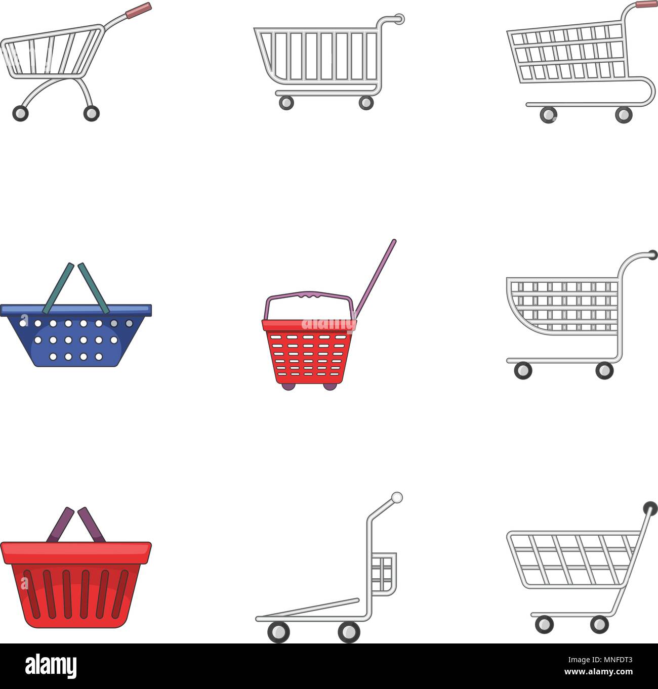 Metal cart icons set, cartoon style Stock Vector Image & Art - Alamy
