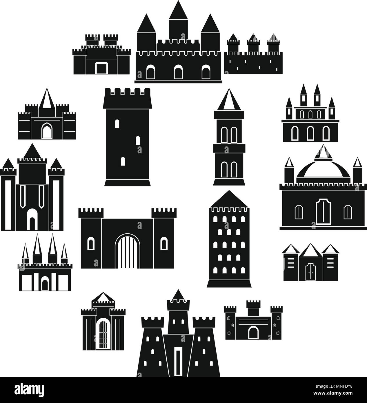 Towers and castles icons set, simple style Stock Vector Image & Art - Alamy