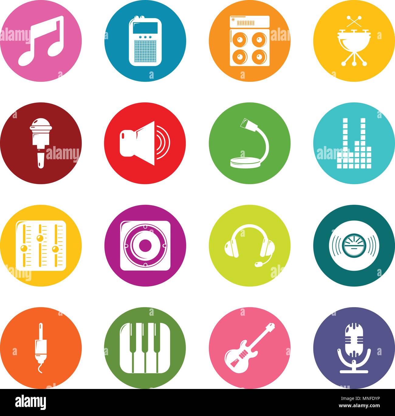 Recording studio symbols icons set colorful circles vector Stock Vector ...