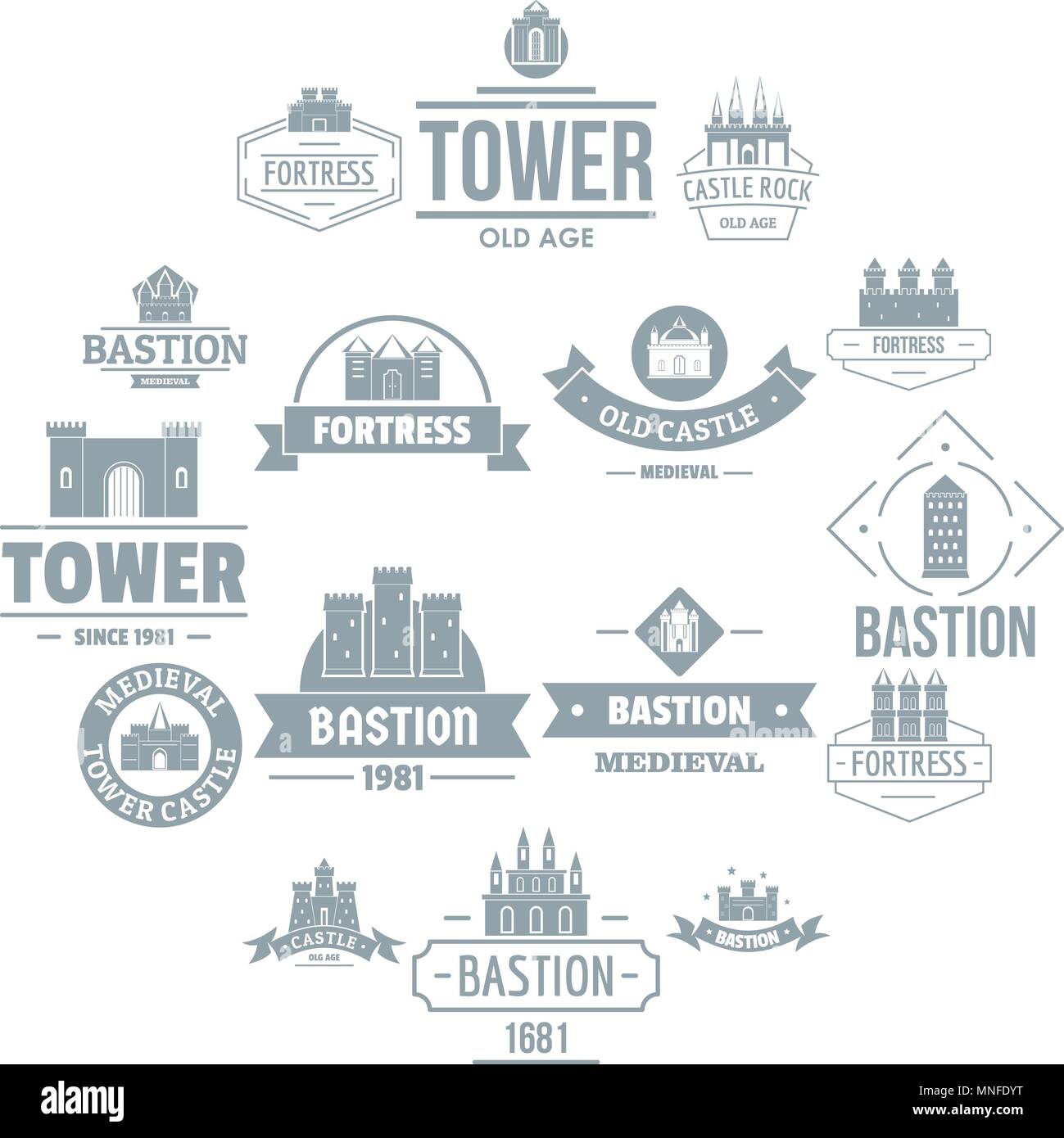 Towers castles logo icons set, simple style Stock Vector Image & Art ...