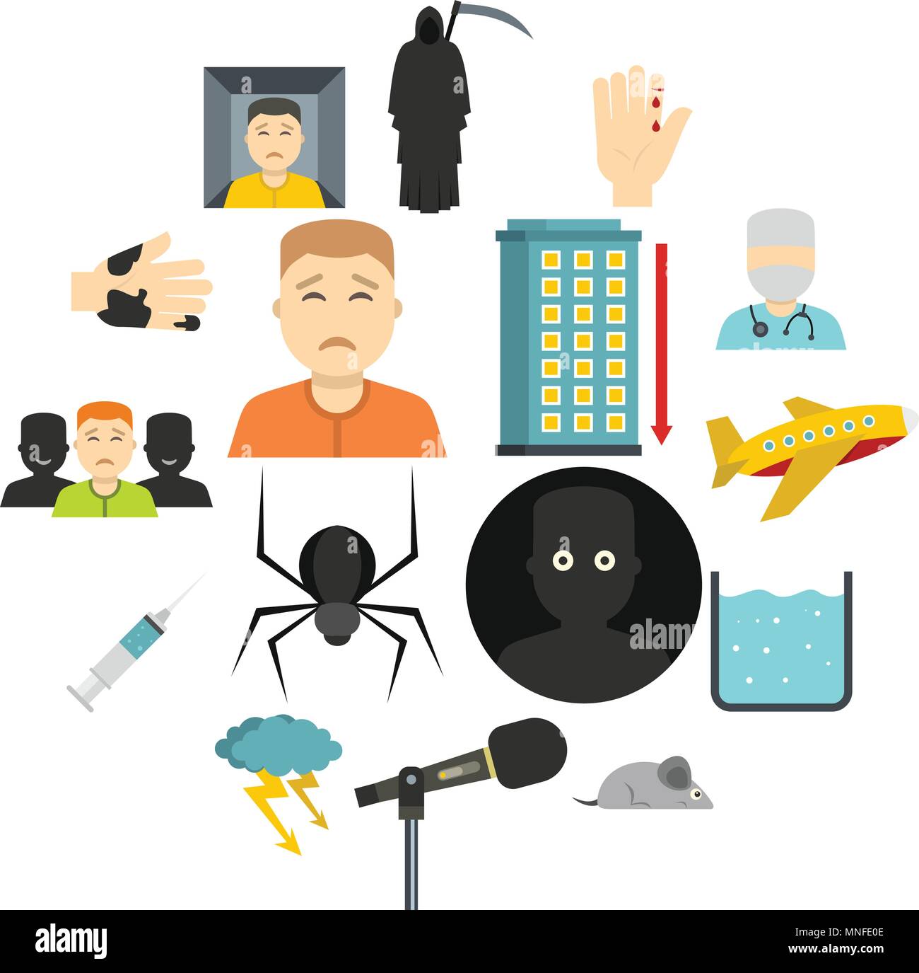 Phobia symbols icons set in flat style Stock Vector Image & Art - Alamy