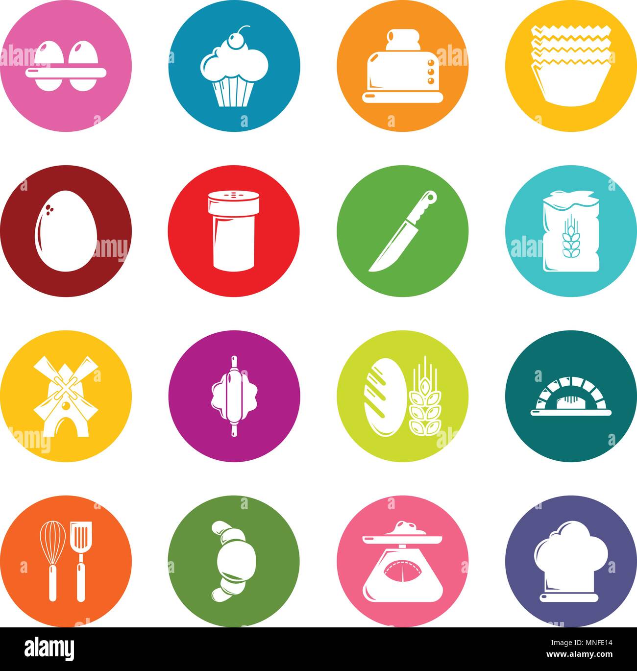 Bakery icons set colorful circles vector Stock Vector Image & Art - Alamy