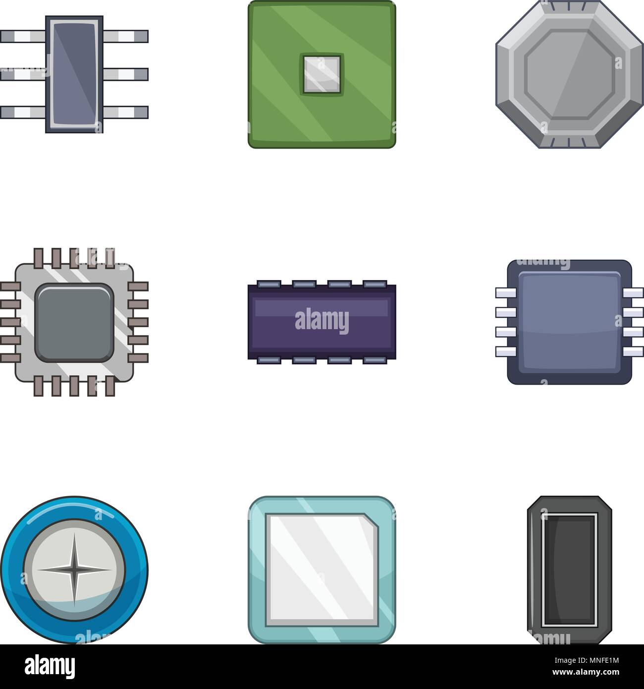 Microchip of the future icons set, cartoon style Stock Vector Image ...