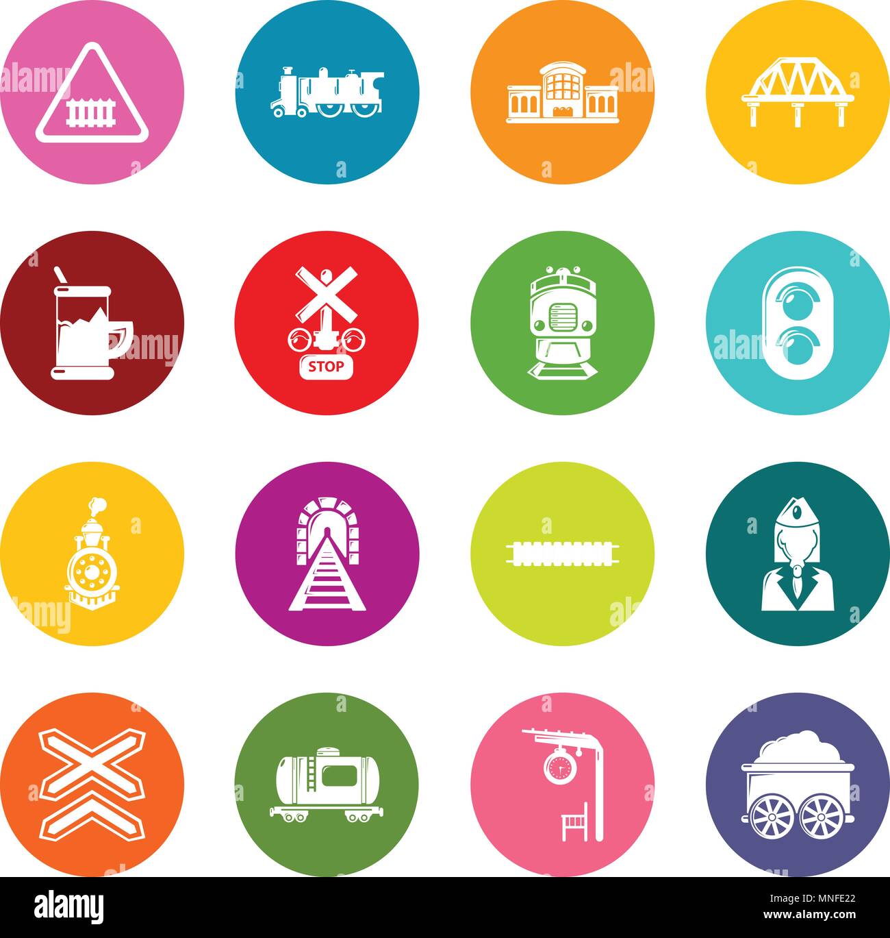 Train railroad icons set colorful circles vector Stock Vector Image ...