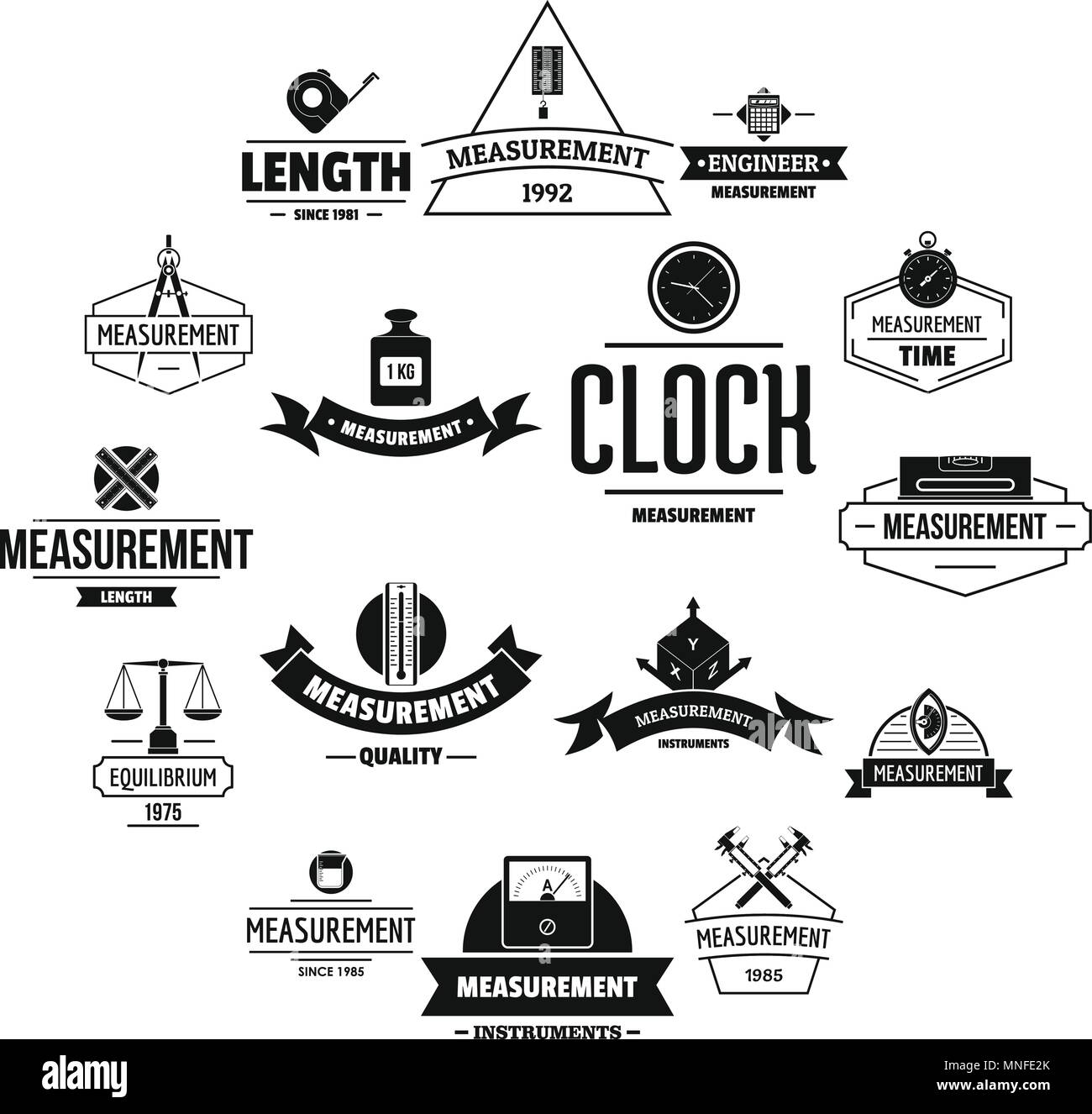 Measure precision logo icons set, simple style Stock Vector Image & Art ...