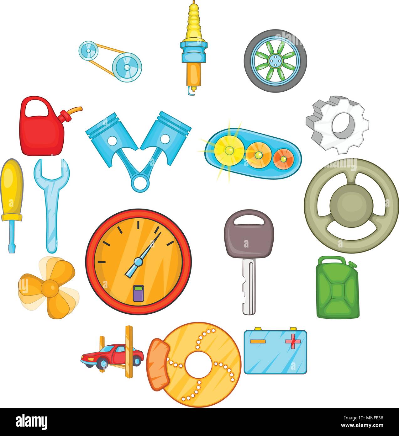 Auto spare parts icons set, cartoon style Stock Vector Image & Art - Alamy