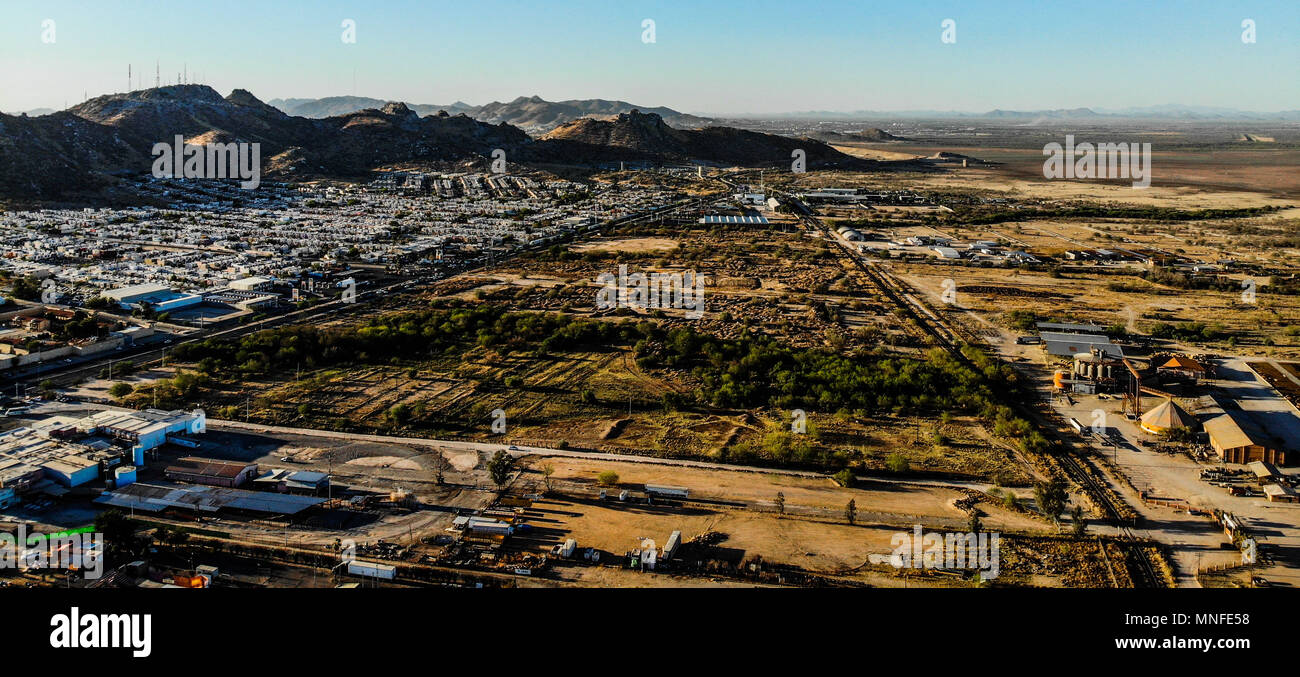 Aerial view of the Rodeo arena, rides and facilities and corrals of the ...