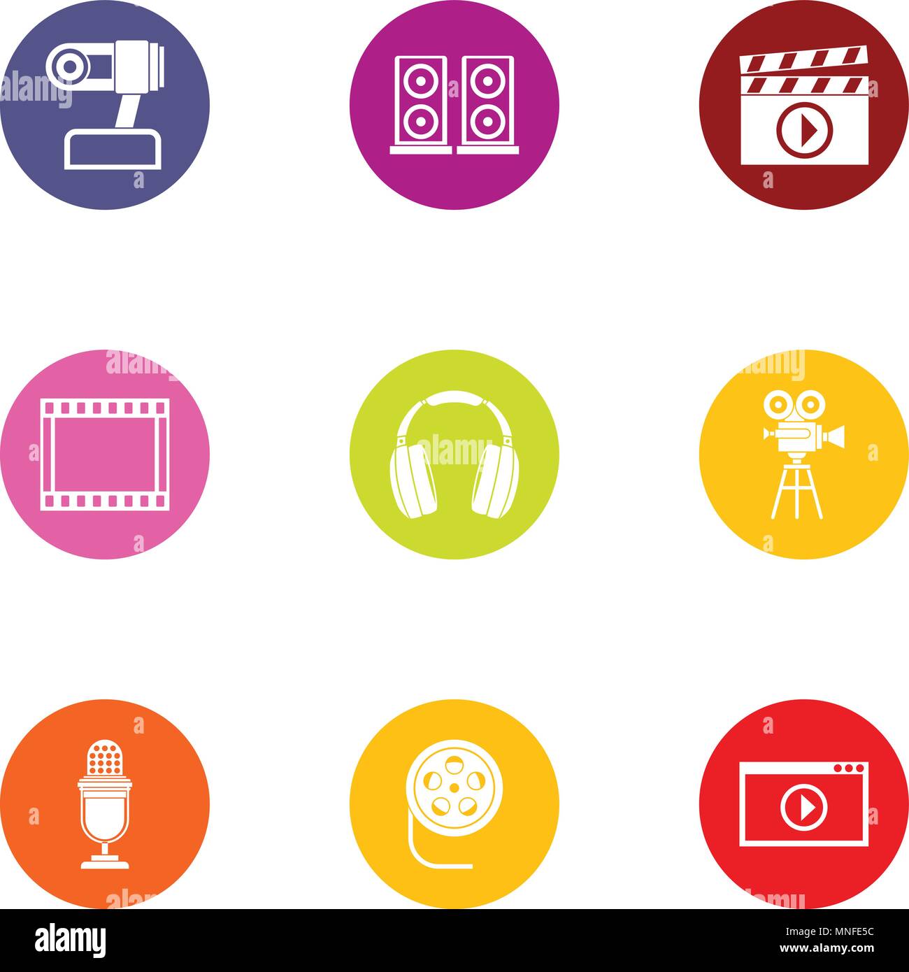 Media center icons set, flat style Stock Vector Image & Art - Alamy