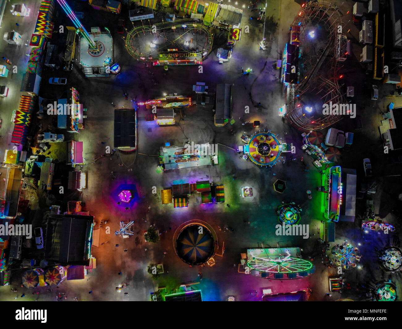 Fair and mechanical games, Feria y juegos mecanicos Aerial view of the ...