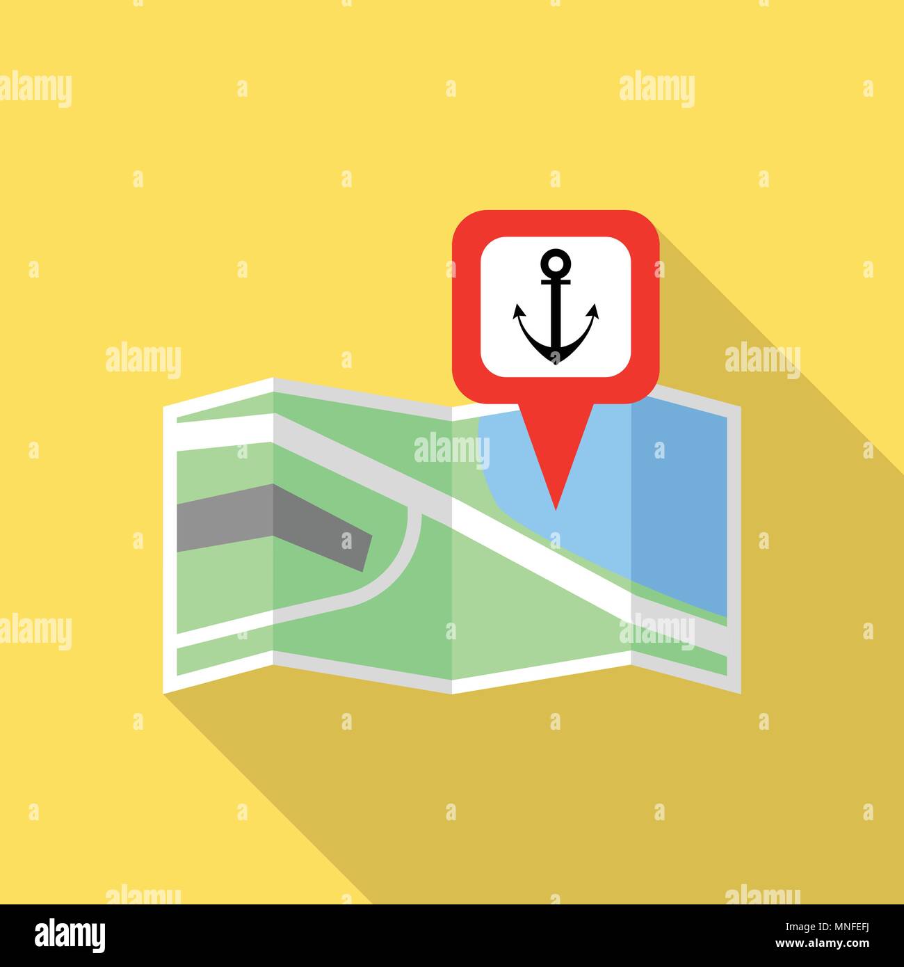 Sea port map pin icon, flat style Stock Vector Image & Art - Alamy