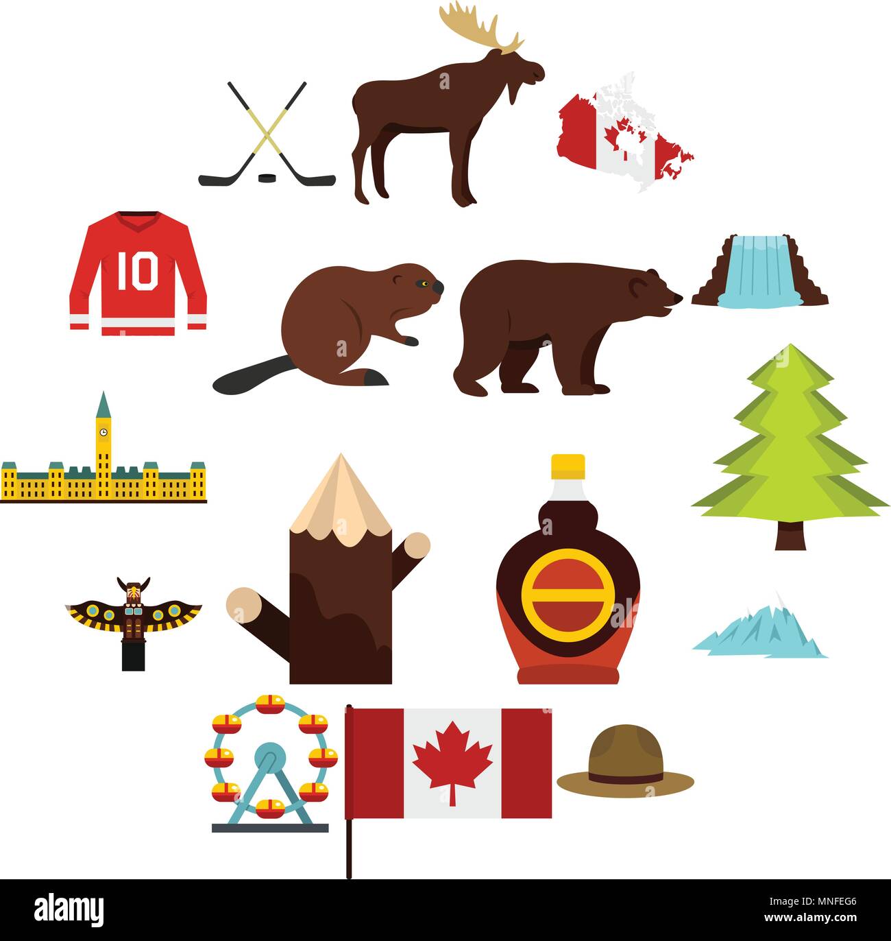 Canada travel icons set in flat style Stock Vector Image & Art - Alamy
