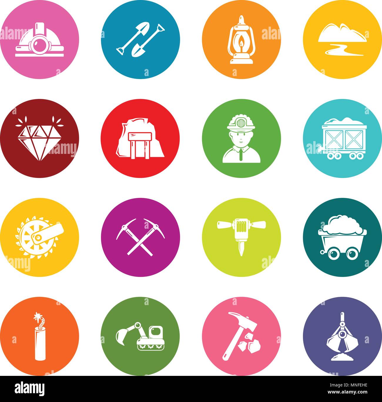 Mining minerals business icons set colorful circles vector Stock Vector ...