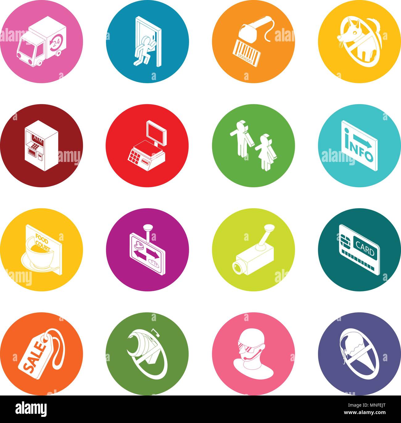 Shop navigation foods icons set colorful circles vector Stock Vector ...