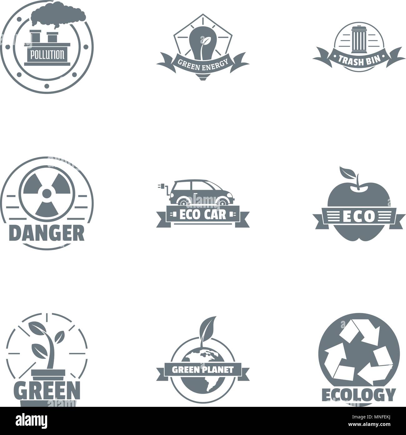 Eco danger logo set, simple style Stock Vector Image & Art - Alamy