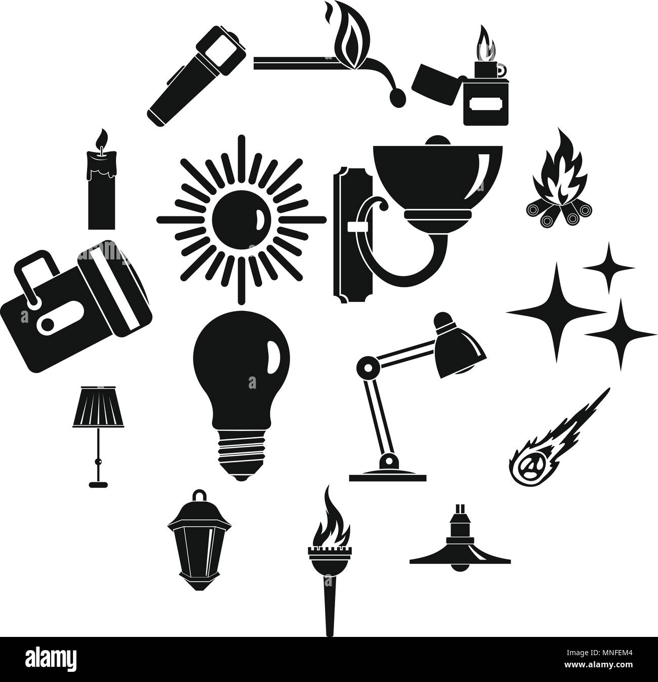 Light source symbols icons set, simple style Stock Vector Image & Art ...